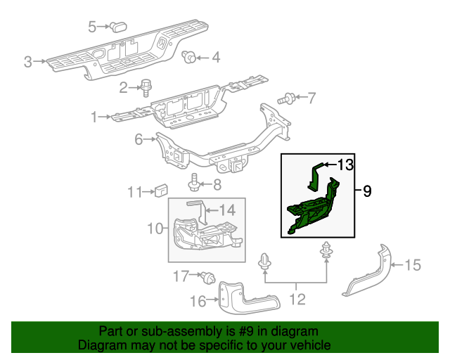 2016-2023 Toyota Tacoma Bumper Cover Support Rail (Right, Rear) 52153 ...