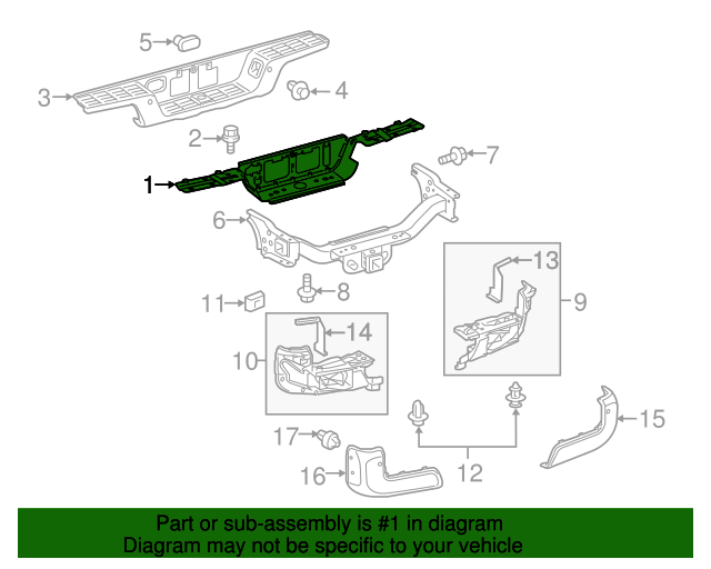52159-04030 - Bumper Cover Support Rail (Rear) 2016-2023 Toyota Tacoma ...