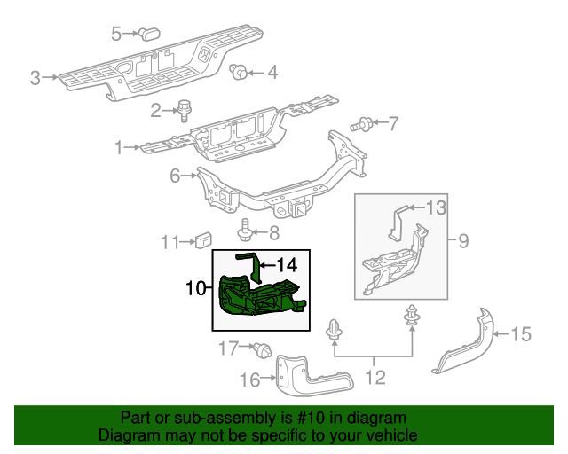 OEM 2016-2023 Toyota Tacoma Bumper Cover Support Rail (Left, Rear) Part ...