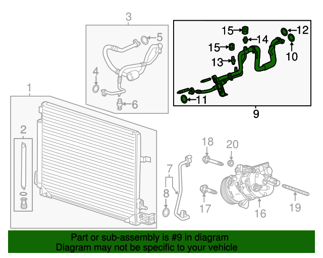 2018-2019 Cadillac ATS Air Conditioning Evaporator Hose 84341888 ...
