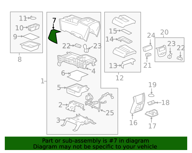 2007-2014 GM Front Passenger Side Floor Console Side Trim Front Panel ...