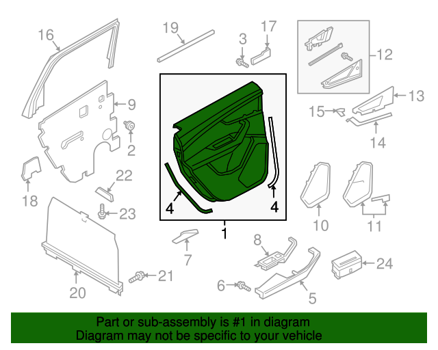 2017-2019 Audi Q7 Door Interior Trim Panel 4M0-867-304-AB-J0M ...