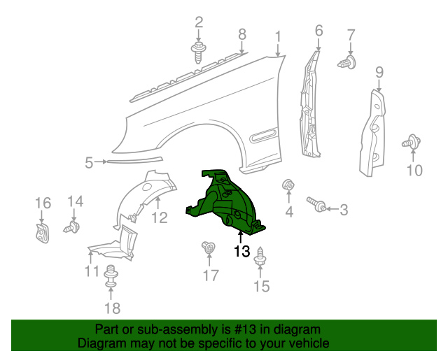 203-884-12-22 - Fender Splash Shield 2001-2007 Mercedes-Benz ...
