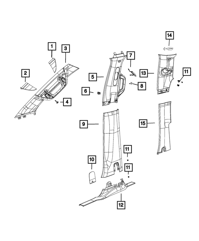 2019-2022 Ram 1500 B Pillar Upper Trim Panel, Left 6DQ071X9AH ...