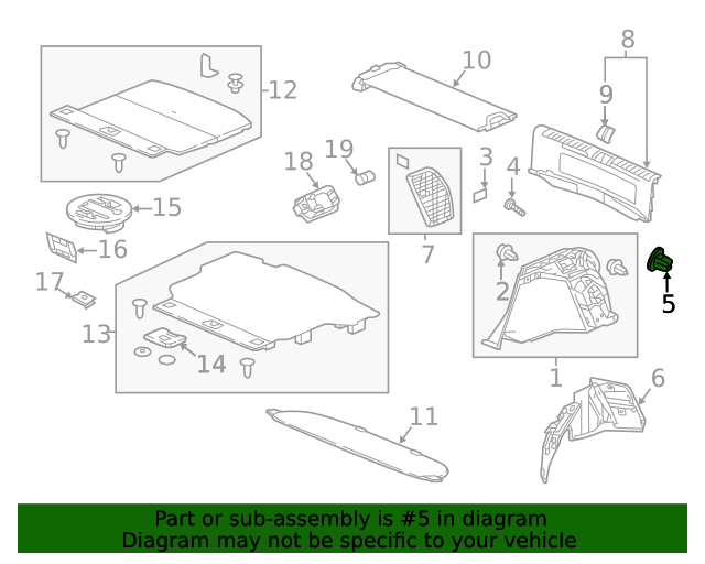 90661-SJ8-000 - Grommet, Screw (5MM) - 1990-2020 Honda | Genuine Honda ...