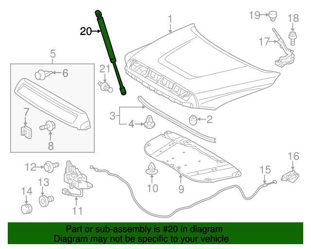 53450-0C050 - Hood Lift Support (Left) - 2014-2021 Toyota Tundra | OEM ...