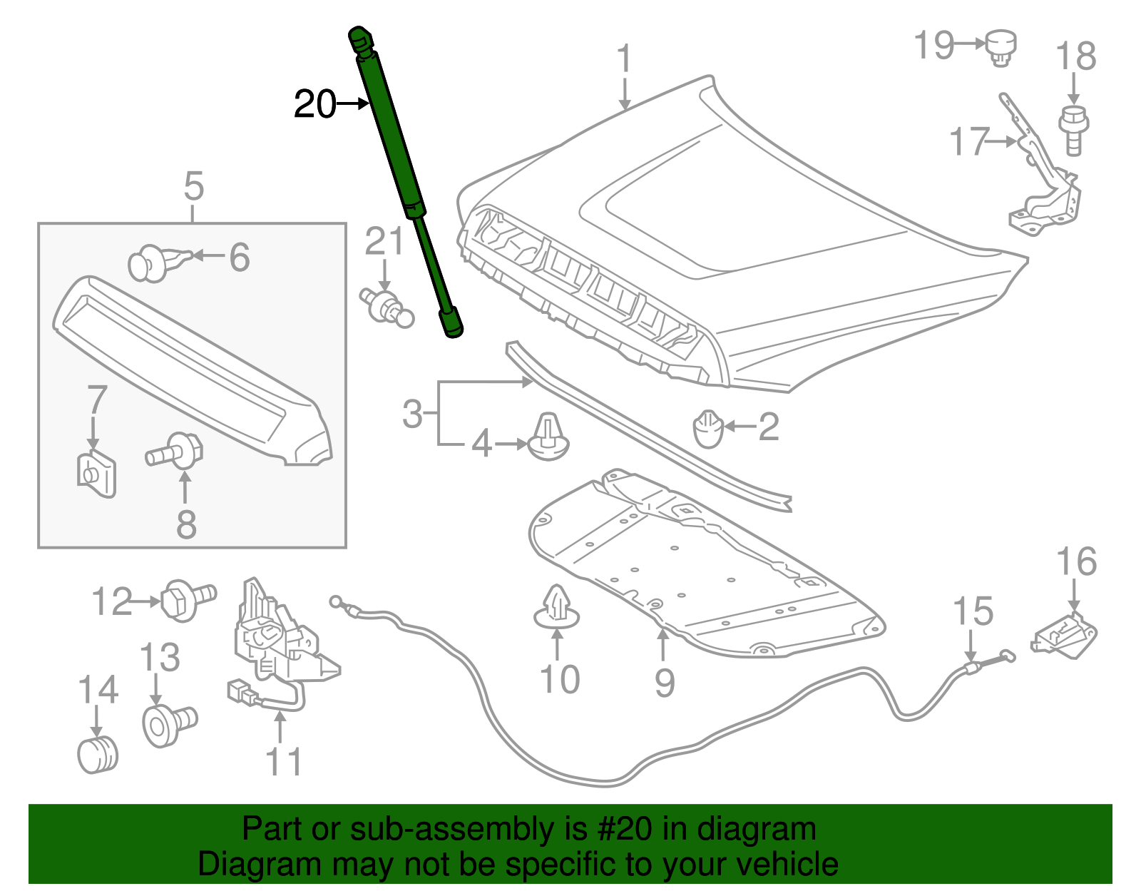 2014-2021 Toyota Tundra Hood Lift Support (Right) 53440-0C050 | Toyota ...