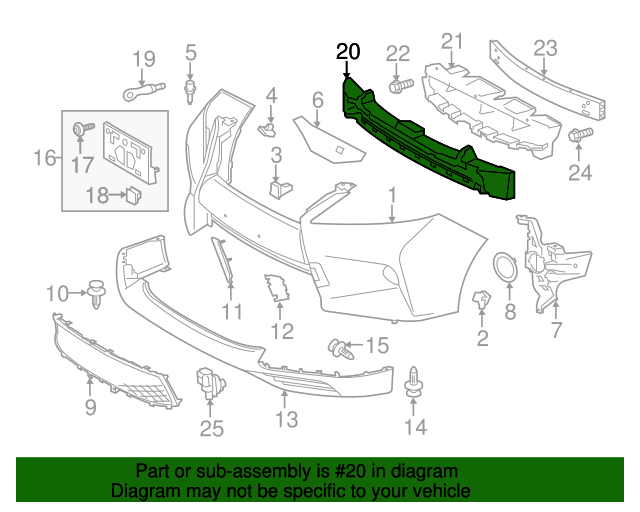 52611-0E080 - Energy Absorber 2013-2015 Lexus | Lexus Parts Outlet