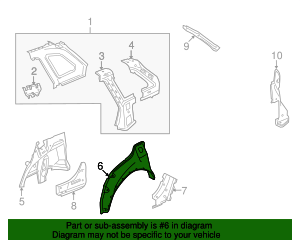 2008-2015 GM Rear Driver Side Wheelhouse Outer Panel 22952712 ...