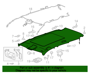 87836377 - Black Headlining Trim Panel 2017-2024 Cadillac XT5 | GM ...