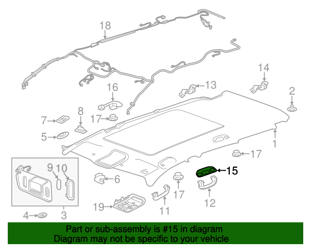 2017-2022 Cadillac Light Wheat Passenger Side Roof Rail Rear Reading ...