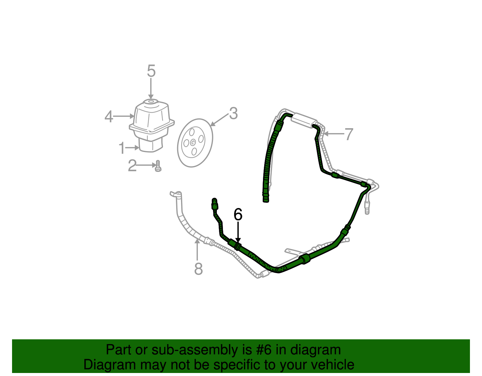 2002-2009 GM Power Steering Pressure Line Hose 26095037 GM ...