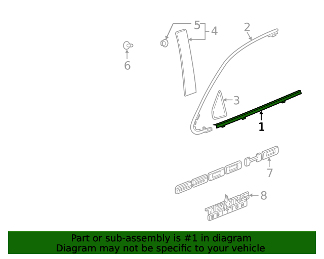 2020-2024 GM Front Passenger Side Door Window Belt Reveal Molding ...