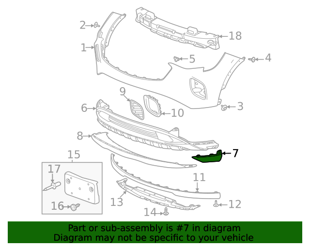 84925159 - Primed Front Driver Side Bumper Fascia Lower Molding 2021 ...