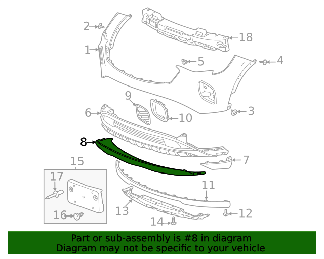 2021-2023 Buick Envision Silver Front Bumper Fascia Skid Plate 84925137 ...
