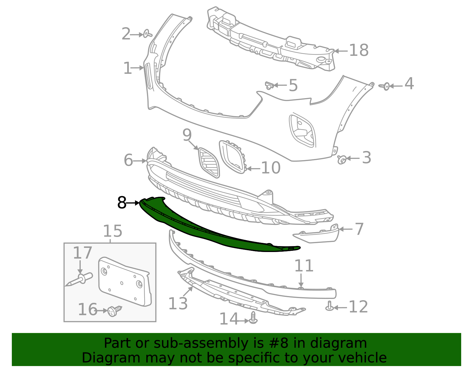 2021-2023 Buick Envision Silver Front Bumper Fascia Skid Plate 84925137 ...