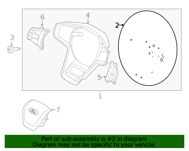 2021-2023 Ford Bronco Strg Wheel Assembly M2DZ-3600-BA | QuirkParts