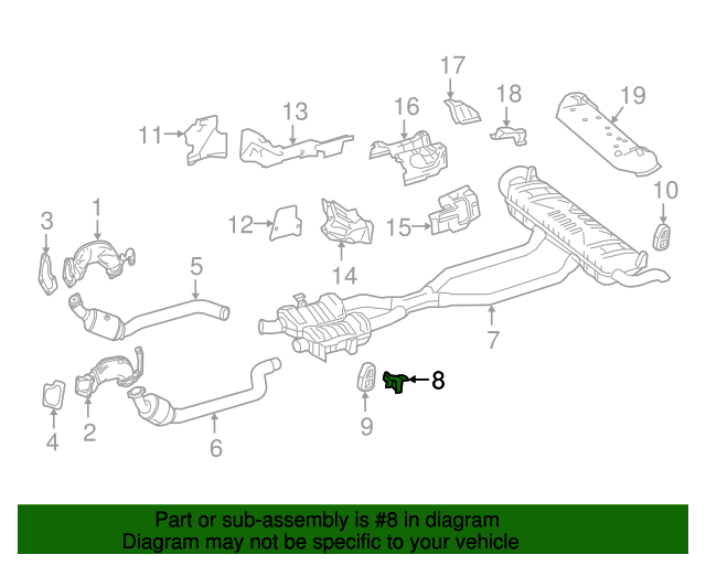 166-492-00-43-64 - Muffler & Pipe Hanger 2012-2019 Mercedes-Benz ...