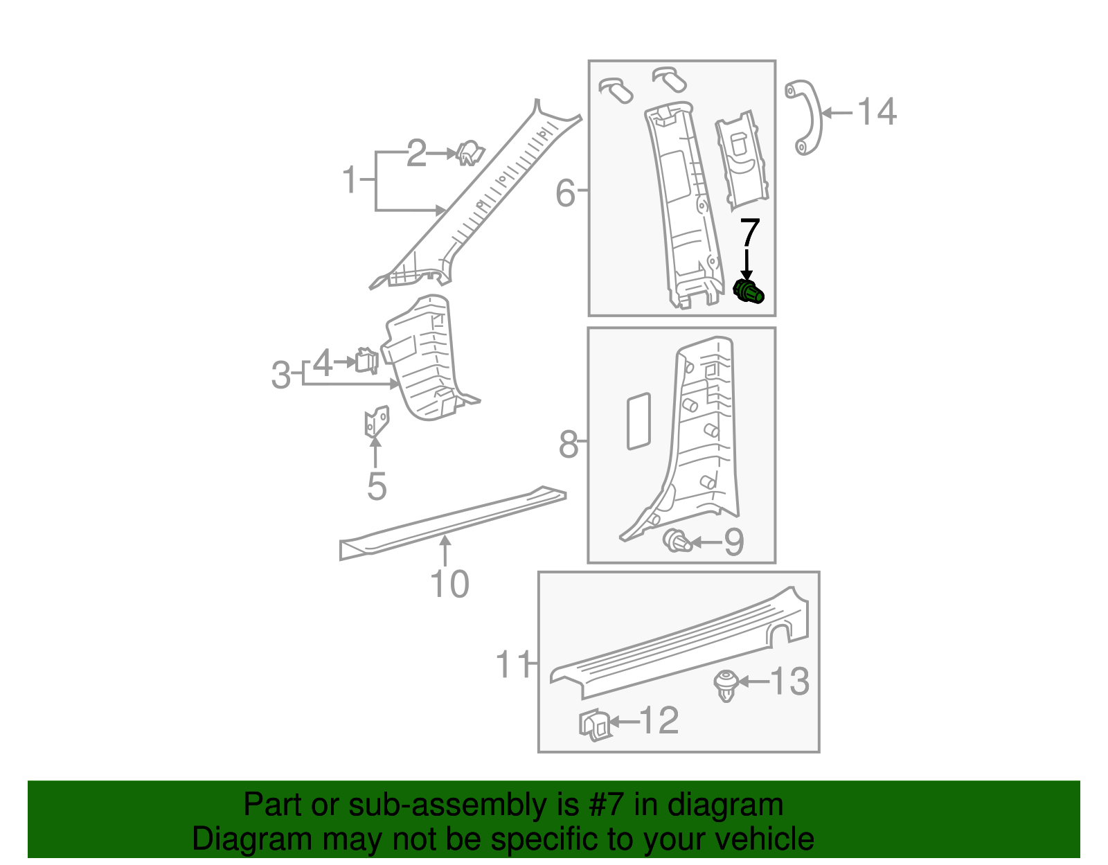 2003-2025 Toyota Upper Center Pillar Trim Clip 62217-13010 | Toyota ...