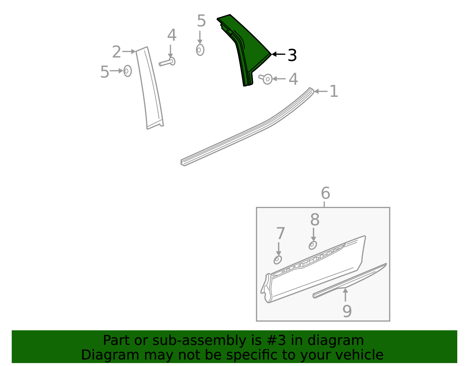 42440869 - Rear Passenger Side Door Window Frame Rear Applique 2019 ...