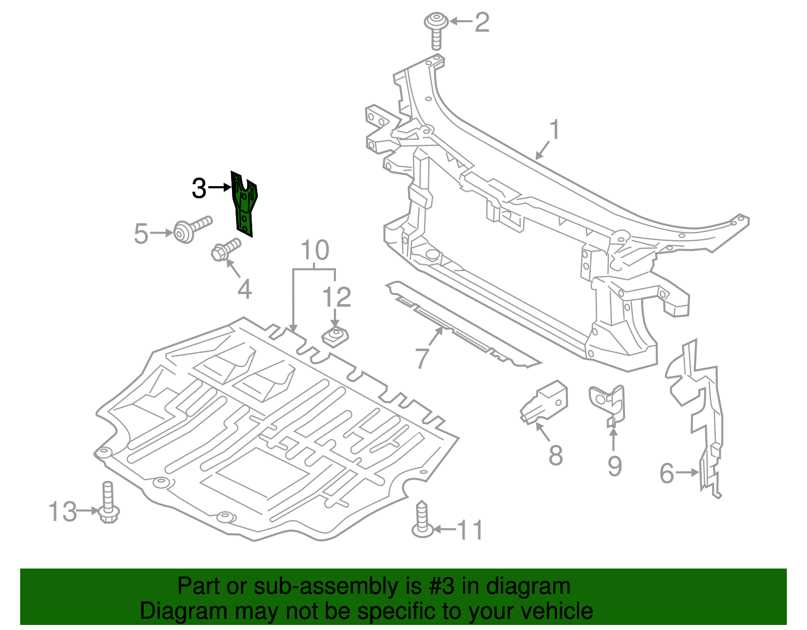 3AA-805-569 - High-Quality Hood Latch Support for 2013-2017 Volkswagen ...