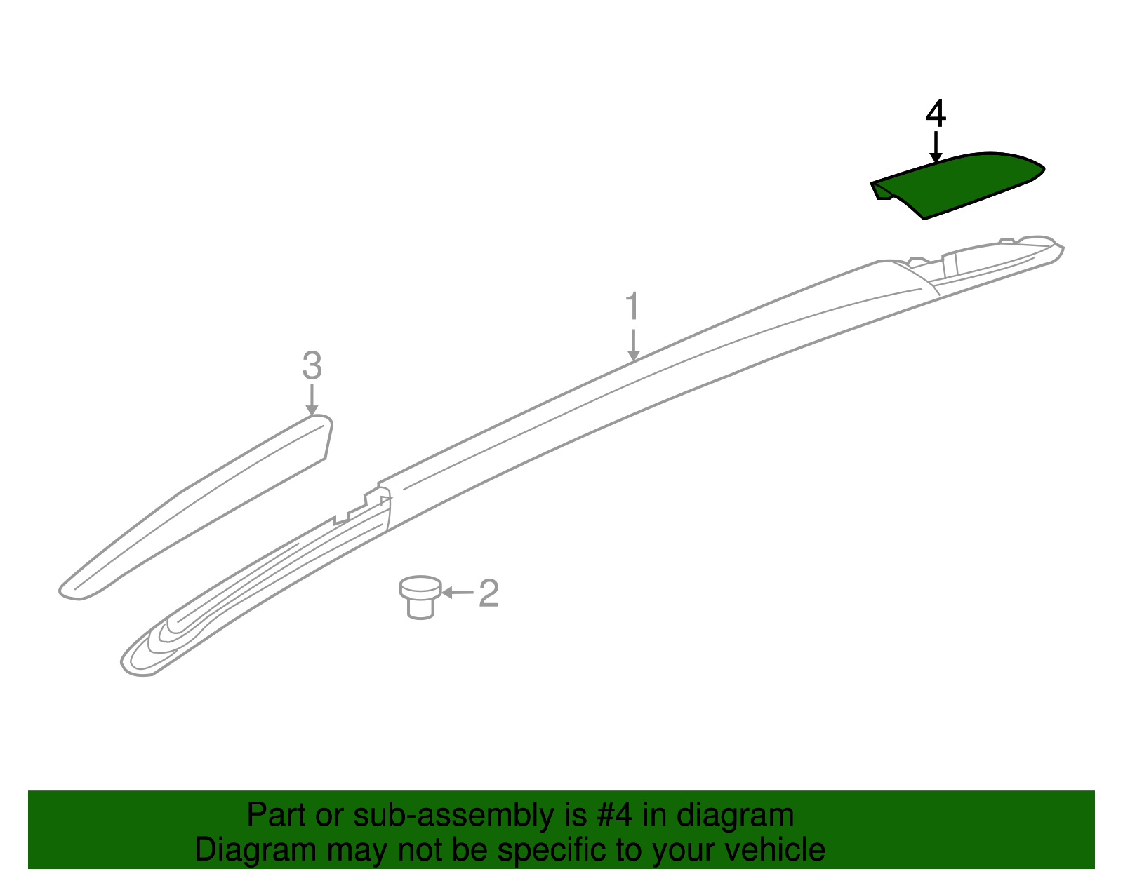 2008-2017 Buick Enclave Passenger Side Luggage Carrier Side Rail Front ...