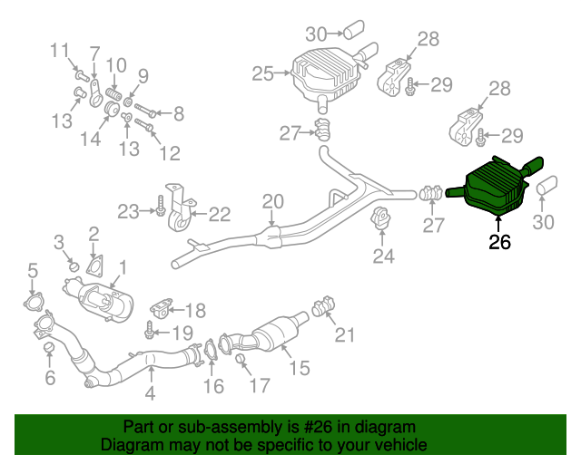2014 Audi A8 Quattro Rear Muffler 4H0-253-609-AH | Audi USA Parts