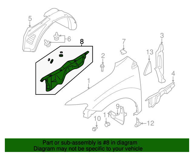 2011-2014 Nissan Murano Fender Splash Shield 638E8-1AA0B | OEM Parts Online