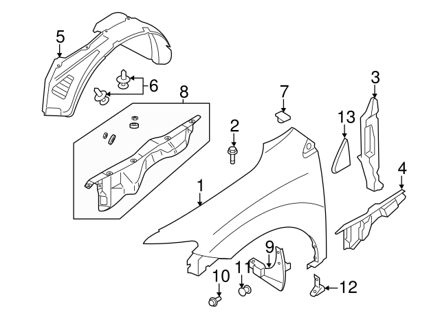 2011-2012 Nissan Murano Fender Splash Shield 63841-1GR0A | Nissan Parts ...