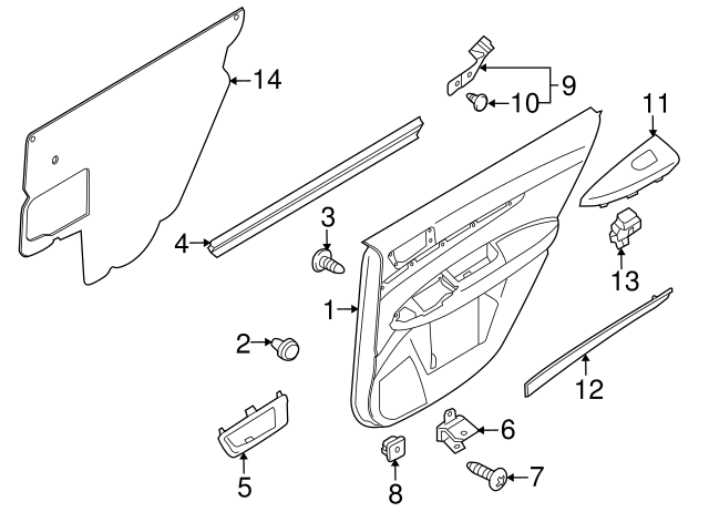 2013-2014 Subaru Outback Door Trim Panel 94226AJ41AWJ | Subaru Parts ...
