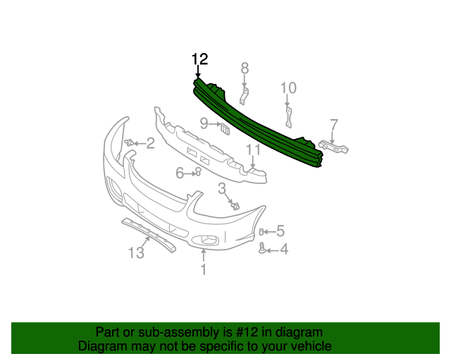 2000-2002 Hyundai Accent Reinforced Beam 86530-25050 | QuirkParts