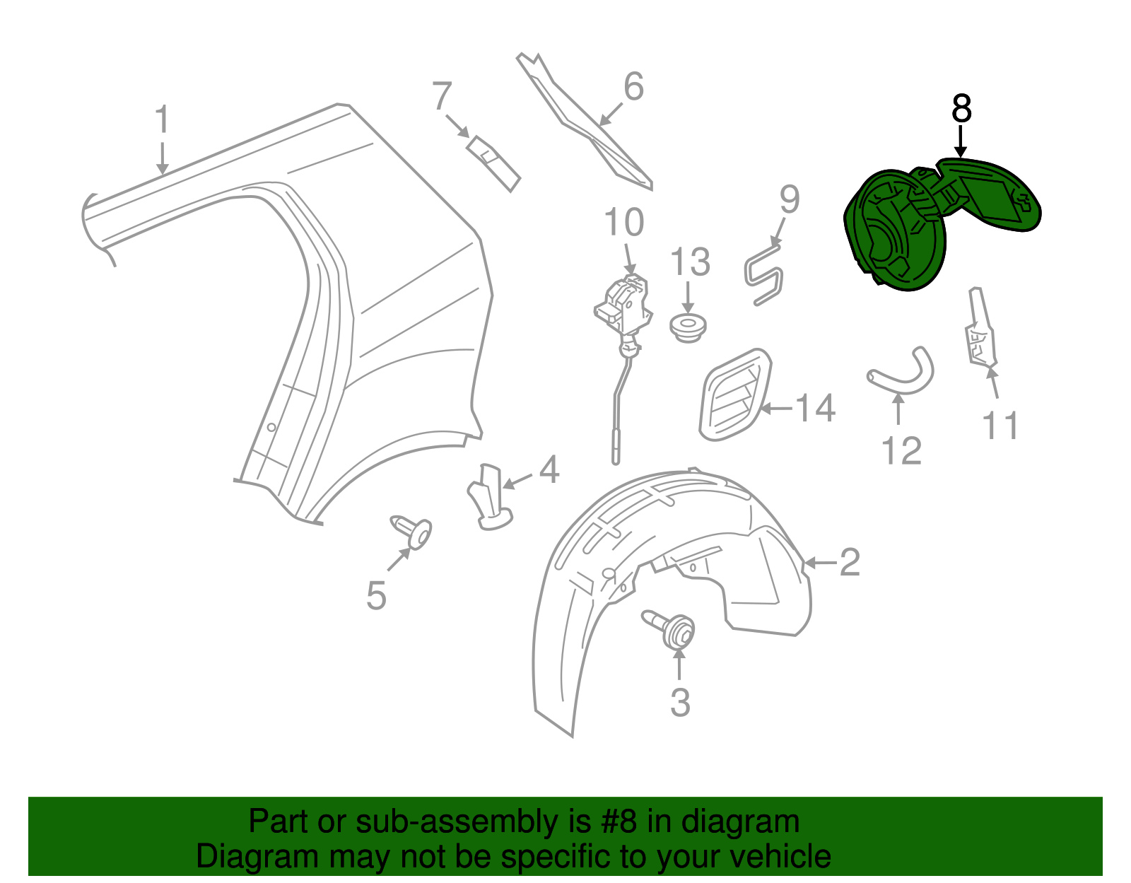 1K6-809-857-C-GRU - Fuel Door 2006-2009 Volkswagen | Volkswagen Parts Catalog