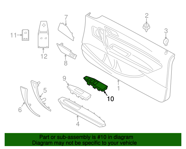 51-41-7-290-551 - Cover, switch, power window, driver side 2014-2021 ...