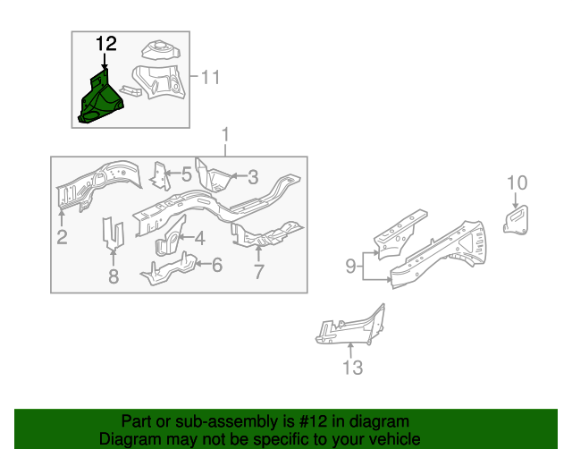 2005-2010 GM Front Driver Side Wheelhouse Front Panel 22692540 ...