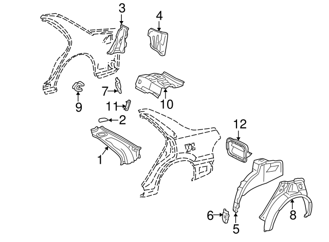 1997-2001 Lexus ES300 Inner Wheelhouse Gusset 61646-33010 | OEM Parts ...