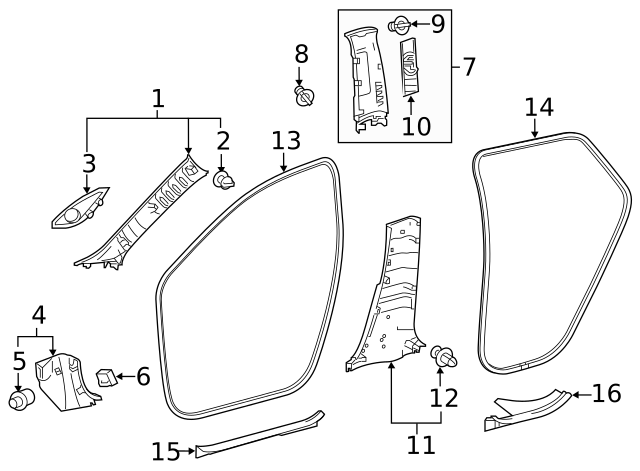 62220-12170-C0 - Windshield Pillar Trim 2021-2024 Toyota Corolla | Bam ...