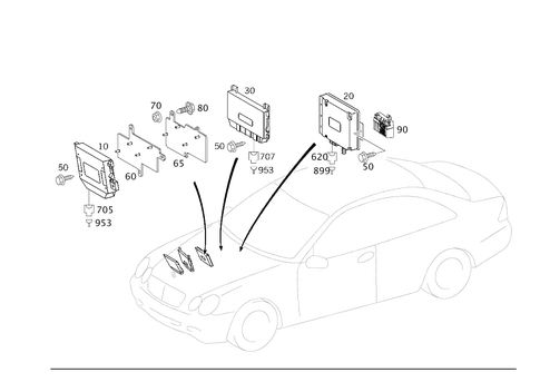 Electrical Compartment in Co-Driver Legroom for 1999 Mercedes-Benz CLK ...