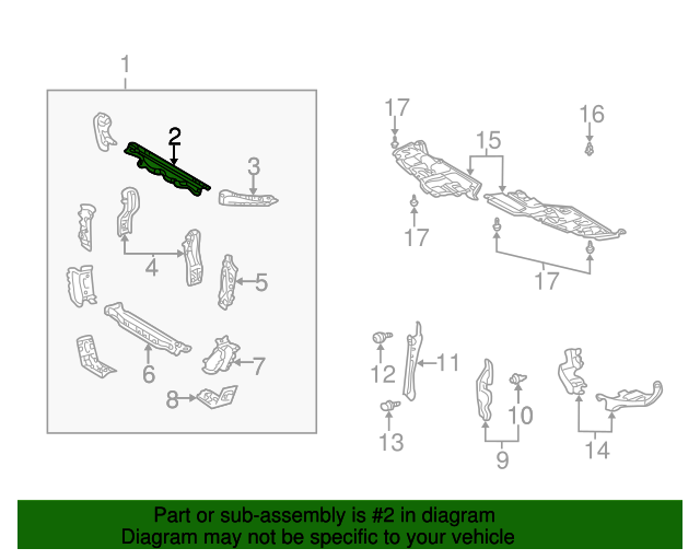 Toyota OEM Upper Tie Bar Part# 53216-06040 | OEM Vehicle Parts