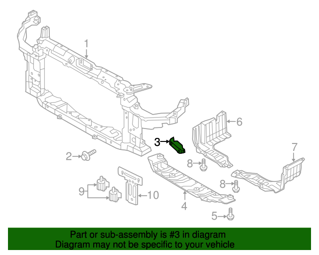 2011-2017 Hyundai Radiator Support Bracket 64168-3X000 | OEM Parts Online
