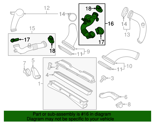 2014-2016 Porsche Panamera Intake Pipe 970-110-155-61 | OEM Euro Parts