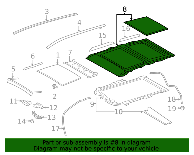 63233-42052 - Sunroof Frame - 2019-2021 Toyota | OEM Genuine Toyota Parts