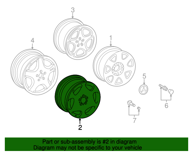 6-6-47-0546 - Wheel 6-spoke 17x7.5 6 hole disc 2001-2006 Mercedes-Benz ...