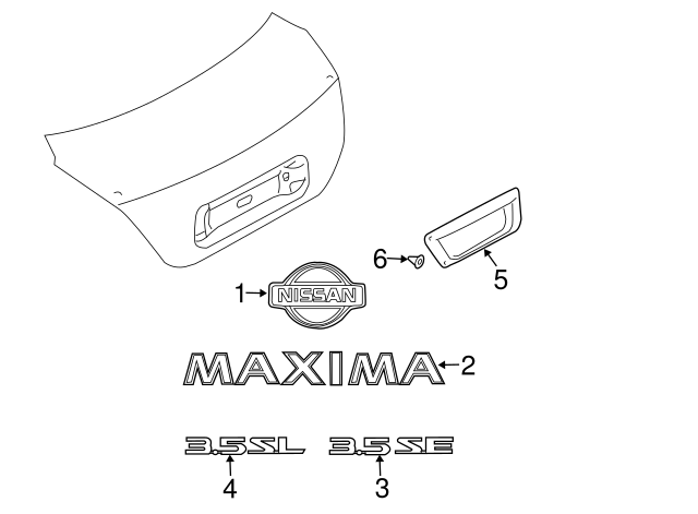84896-7Y400 - Nameplate 2004-2008 Nissan Maxima | Nissan Parts ...