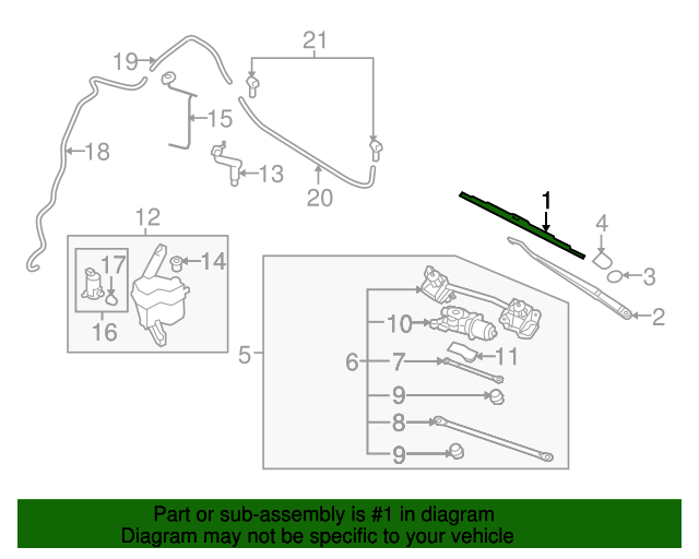 2007-2012 Nissan Wiper Blade 28890-ZN90A | TascaParts.com