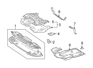 211-524-35-85 - Radiator Support Splash Shield Insulator 2005-2009 ...