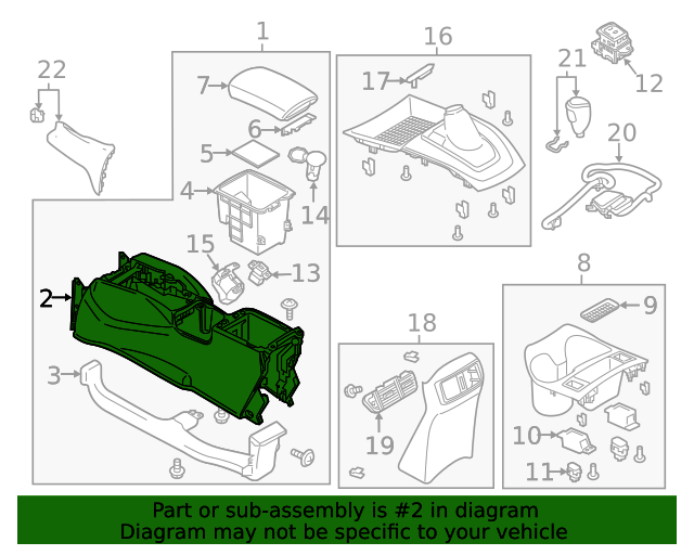 2020-2021 Nissan Rogue Sport Console Assembly 96910-6MR1A | Team Nissan ...