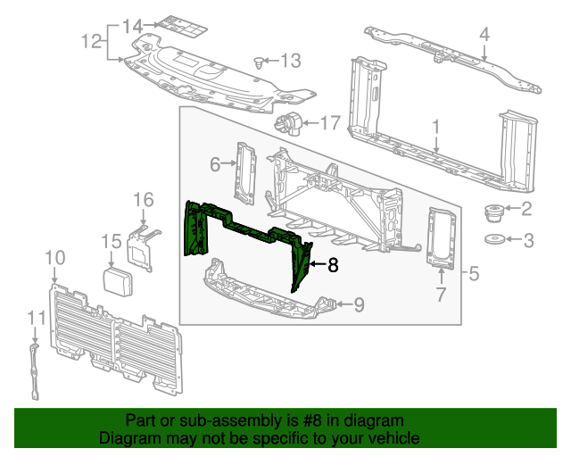 2015-2020 Cadillac Front Bumper Shutter 23497749 GM | GMPartsDirect.com