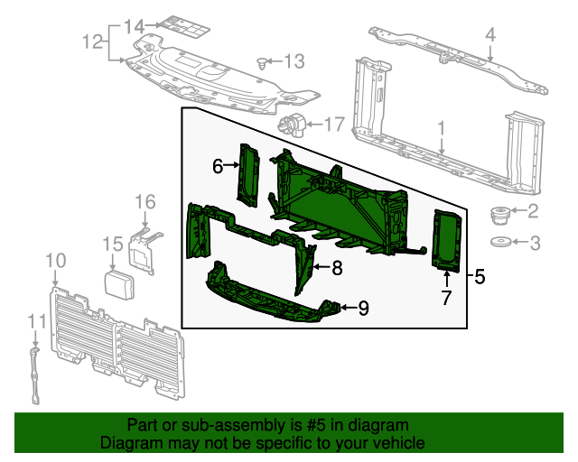 2015-2020 Cadillac Headlamp and Grille Mount Panel 23266740 GM ...