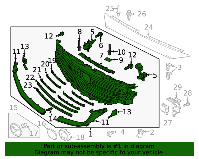 TK4950710J - Grille Assembly 2016-2020 Mazda CX-9 | Mazda Wholesale Direct