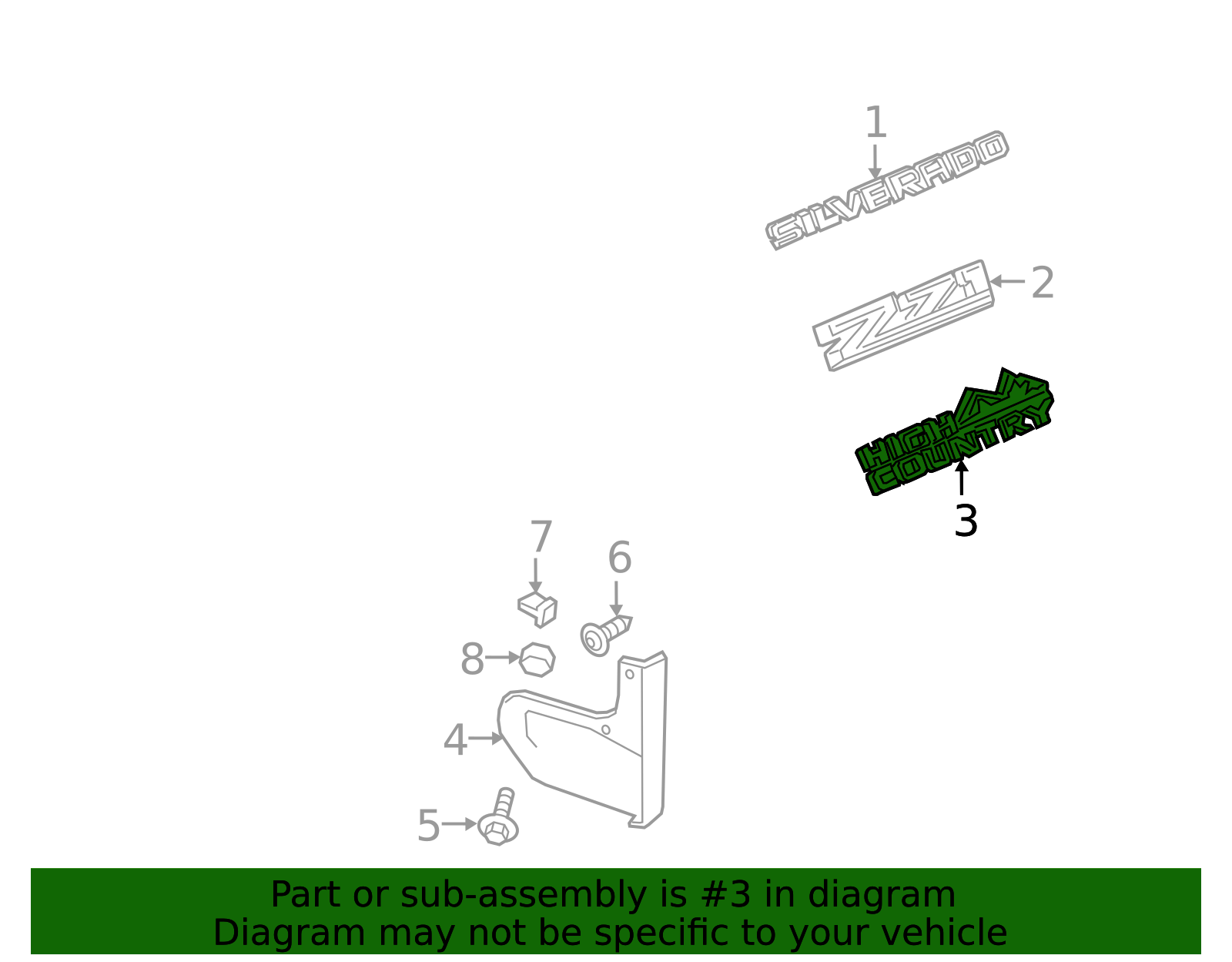 2019-2024 Chevrolet Front Passenger Side Fender Marketing Name Plate ...